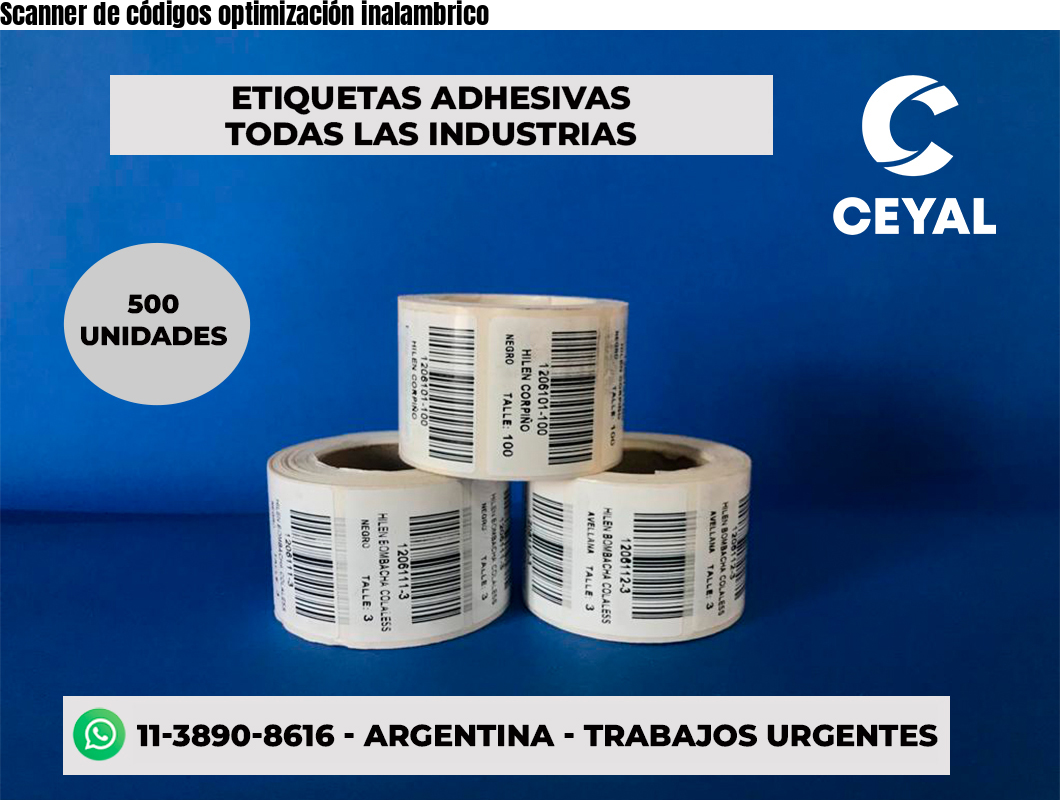 Scanner de códigos optimización inalambrico - Etiquetas Frontal